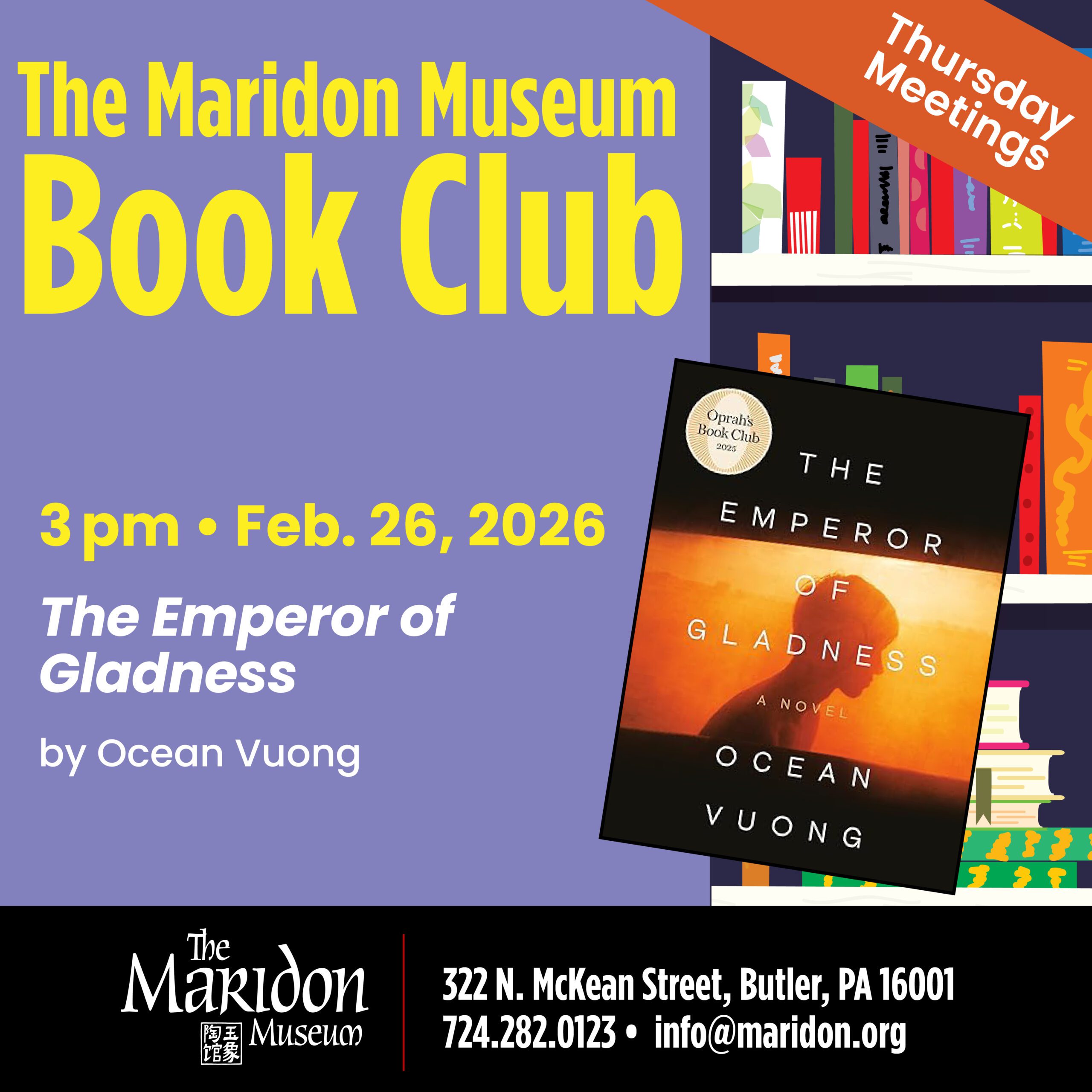 Feb. Book Club: The Emperor of Gladness by Ocean Vuong - The Maridon Museum